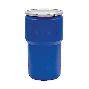 Eagle 14 Gallon High Density Polyethylene Lab Pack Barrel Drum with Metal Lever-lock Lid, 26.5" Height, 15" Diameter, Blue, 1610MB