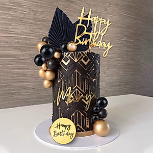 25 PCS Birthday Cake Topper Set, Acrylic Happy Birthday Cake Toppers Numbers 0-9 Crown Cake Topper Ball Shaped Cake Insert Toppers Birthday Cake Decorations for Children or Adults (Style 2)