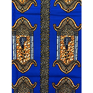 African Guaranteed Wax Block Prints Fabric/African Ankara Wrapper Fabric Wax Fabrics /-Sell by 6 Yards-100% Cotton-for Dresses- Royal-Blue, Orange, Black, White