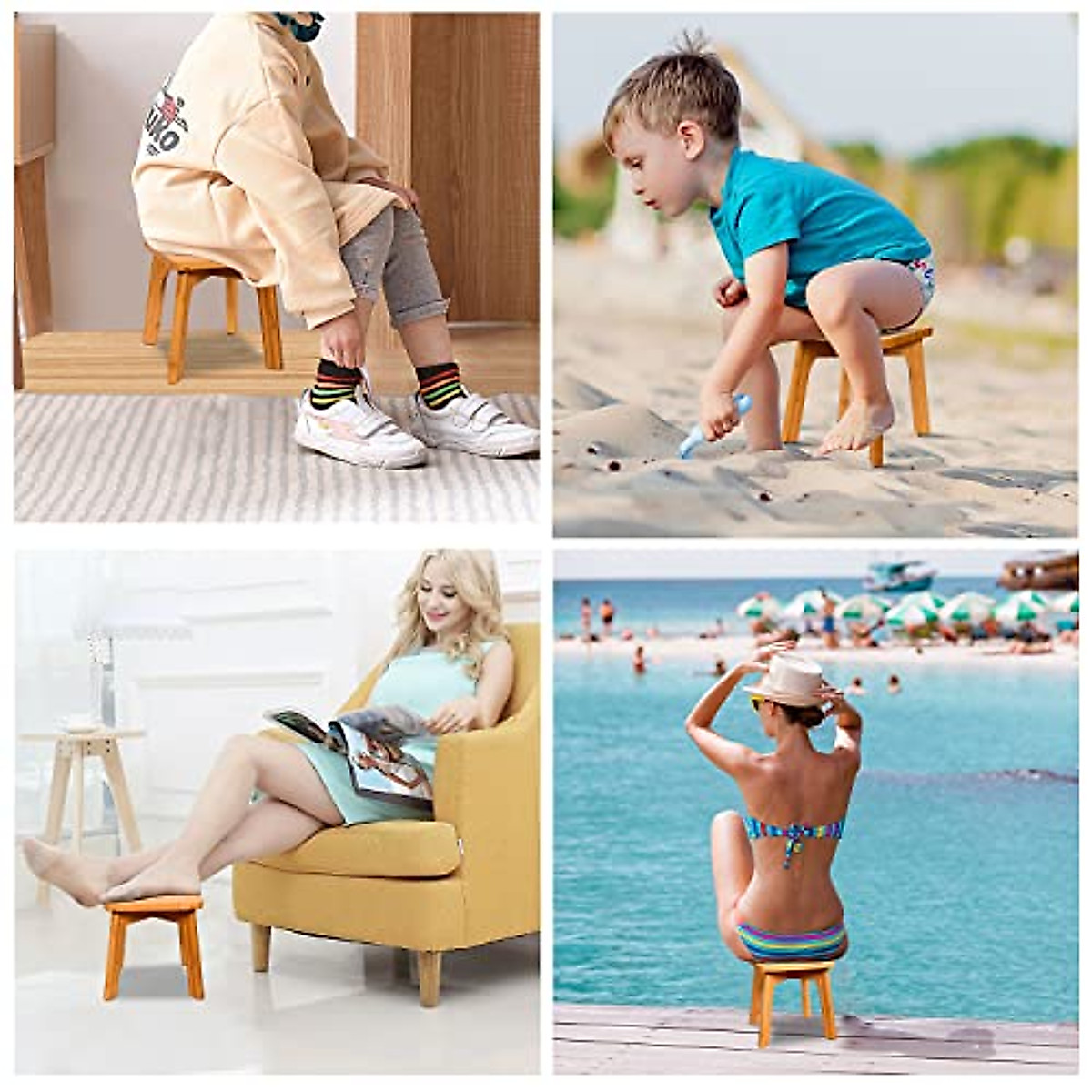 YITIHOME Small Step Stools for Kids Adults with 300lbs Load Capacity, Small Foot Stool Foot Rest Non-Slip Bamboo Wooden Step Stool Great for Plant Stand Kitchen Bathroom and Bedroom