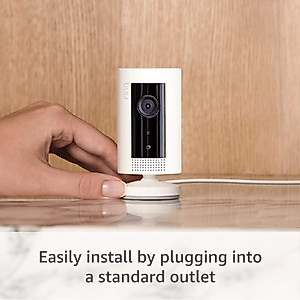 Ring Indoor Cam, Compact Plug-In HD security camera with two-way talk, Works with Alexa - White