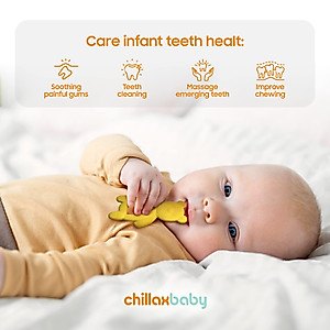 CHILLAX Teether Toys - Soothing Baby Teething Relief Toys, Helps Relieve Gum Pain - Soft, Easy-to-Grip, Non-BPA Silicone Teethers for Babies - Dishwasher-Safe - Shower Gifts for Infants 3+ Months Old
