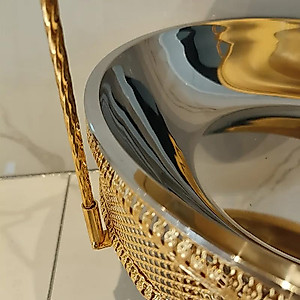 HONHPD Chafing Dish 8L for Hotel Decorative Fancy Luxury Gold Chafing Dish Buffet Set with Hanging Hinged Lid,Buffet Warmers Sets for Parties, Events, Wedding, Camping, Dinner（Golden