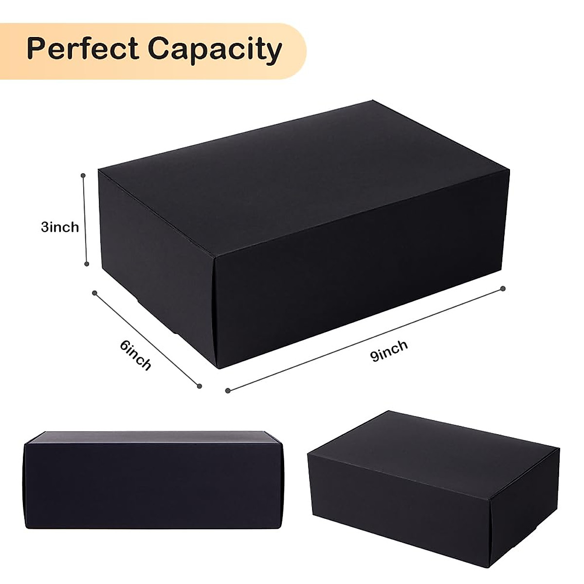 NEWSNOW 10 Pack Gift Boxes, 9 x 6 x 3 inches，For Bridesmaid Proposal Boxes, Premium Gift Boxes, Wedding Present, Holiday, Birthday Party Favor and Christmas (Black)