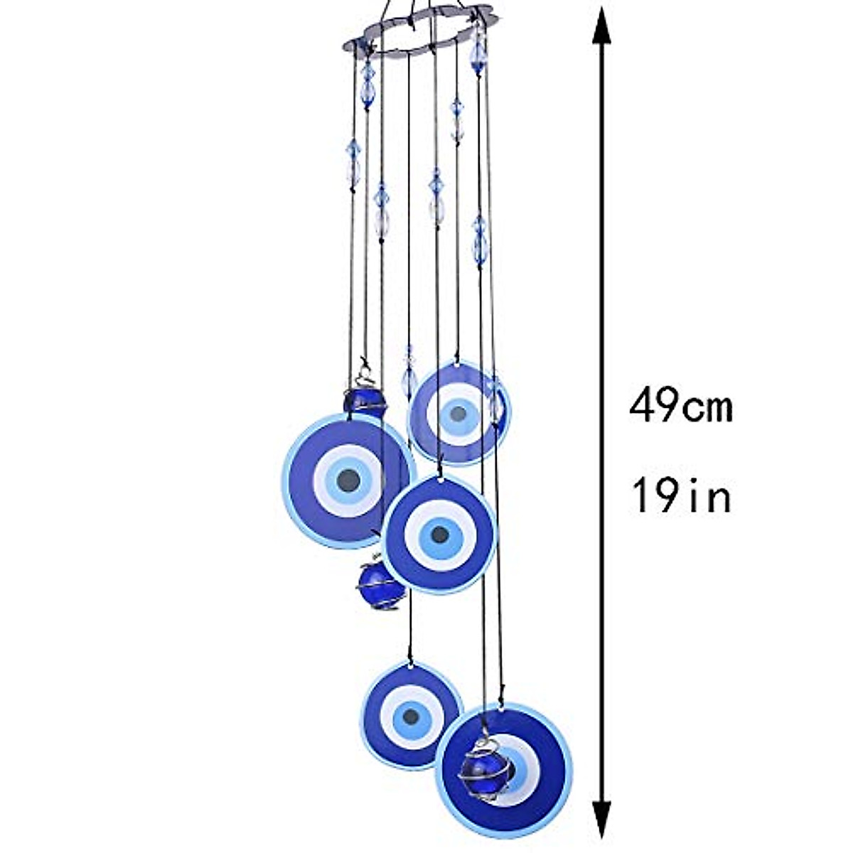 Blue Evil Eye Hanging Decoration Ornament Metal Wind Chimes for Home Garden Decoration (Evil Eyes)