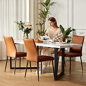 COLAMY T115-Brown Parson Dining Chairs, Set of 4, Brown