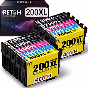 RETCH Remanufactured Ink Cartridge Replacement for Epson 200 XL 200XL T200XL, Used with XP-200 XP-310 XP-400 XP-410 XP-300 WF-2520 WF-2540 WF-2530 Printer (10 Pack)
