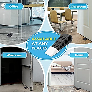 Rubber Door Stoppers for Bottom of Door - Door Stop Wedge with Holder for Home Office Stackable on Multi Floor Carpet Concrete Tile Linoleum & Wood Heavy Duty Doorstop No Sliding Drilling Black