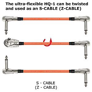 Audioblast - 6 Units - 6 Inch - HQ-1 (Orange) - Ultra Flexible - Dual Shielded (100%) - Instrument Effects Pedal Patch Cable w/ ¼ inch (6.35mm) Low-Profile, R/A Pancake TS Plugs & Dual Staggered Boots