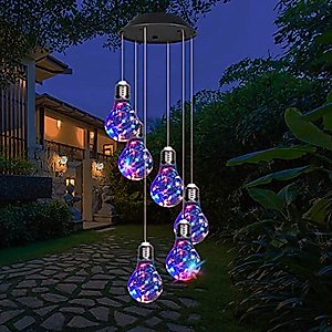 YHmall Colorful Lights Solar Wind Chimes for Outside, Hanging Solar Lights Wind Chime for Women Grandma Mom Birthday Windchimes, Christmas Decor for Outdoor Garden Balcony Bedroom Yard