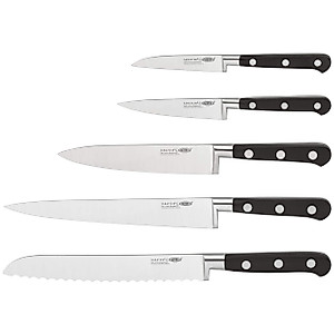 Stellar Sabatier IS60 6-Piece Set of Knives with Wooden Knife Block, Razor Sharp Stainless Steel Blades - Fully Guaranteed