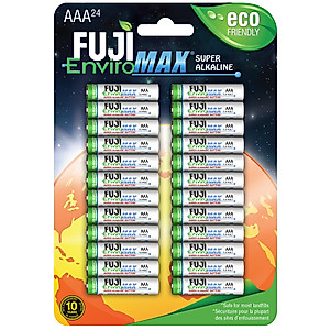Fuji Enviromax 4400BP24 EnviroMax AAA Super Alkaline Batteries (24 Pack), White, One Size Fits All