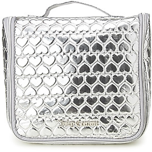 Juicy Couture Women's Cosmetics Bag - Hanging Travel Makeup and Toiletries Kit - Makeup Accessories Organizer Case with Hook, Size One Size, Silver