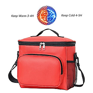 MTUERANC Lunch Bag Bento Bag Women/Men Insulated Lunch Box Lunchbox, Adults Lunch Tote, Reusable Leakproof Bento Box Cooler Bag with Adjustable Shoulder Strap for Work Office Picnic(Red)