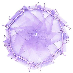 Wudygirl 100pcs 3.9 by 4.7 inches Organza Bags Drawstring Wedding Party Favor Jewelry Perfume Storage Sachets Soaps Marbles Coins Buttons Gift Bag(Lilac 3x4)