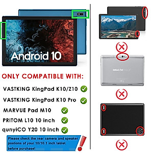 DETUOSI Case for VASTKING KingPad K10/Z10 with Stylus Pen & Shoulder Strap, 10 inch Lightweight Silicone Protective Cover for KingPad K10 Pro, BYYBUO SmartPad T10 10.1, Rose Red & Purple