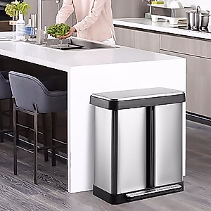 GAOMON Trash Can, 8 + 9.5 Gal Dual Garbage Can & Recycle Bin, 2 Compartments, Includes 1 Removable Inner Buckets, Soft Close Lid and Airtight, for Home, Office, Business