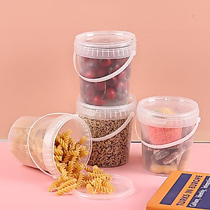 Innouse 10 Packs Clear Plastic Food Storage Containers, 0.8 L Round Ice Cream Bucket with Lid