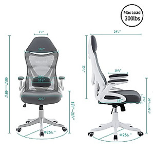 NORDICANA Ergonomic Office Chair - Swivel Desk Chair with Adjustable Armrest, Lumbar Support - Mesh High Back Computer Gaming Chair, Home Office Chairs, Executive Revolving Chair (Grey)