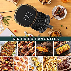 HAUSHOF Air Fryer, 4.2 Quart Compact Small Oven with 9 Cooking Functions, Nonstick Stainless Steel & Dishwasher-Safe, No-Oil Air Fry, Roast, Bake, Reheat, Fit for 1-4 People (Black)