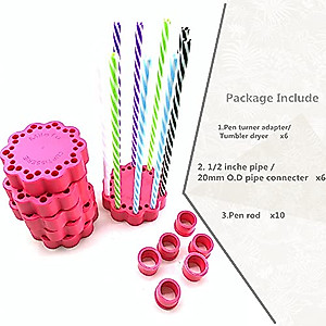 Milefo 2 in 1 Pen Turner Attachment for Cup Turner Epoxy, Pen Turner Adapter Holder Kit for Tumblers, Fit for 3/4 Inch, 1/2 Inch & 20MM Tubes