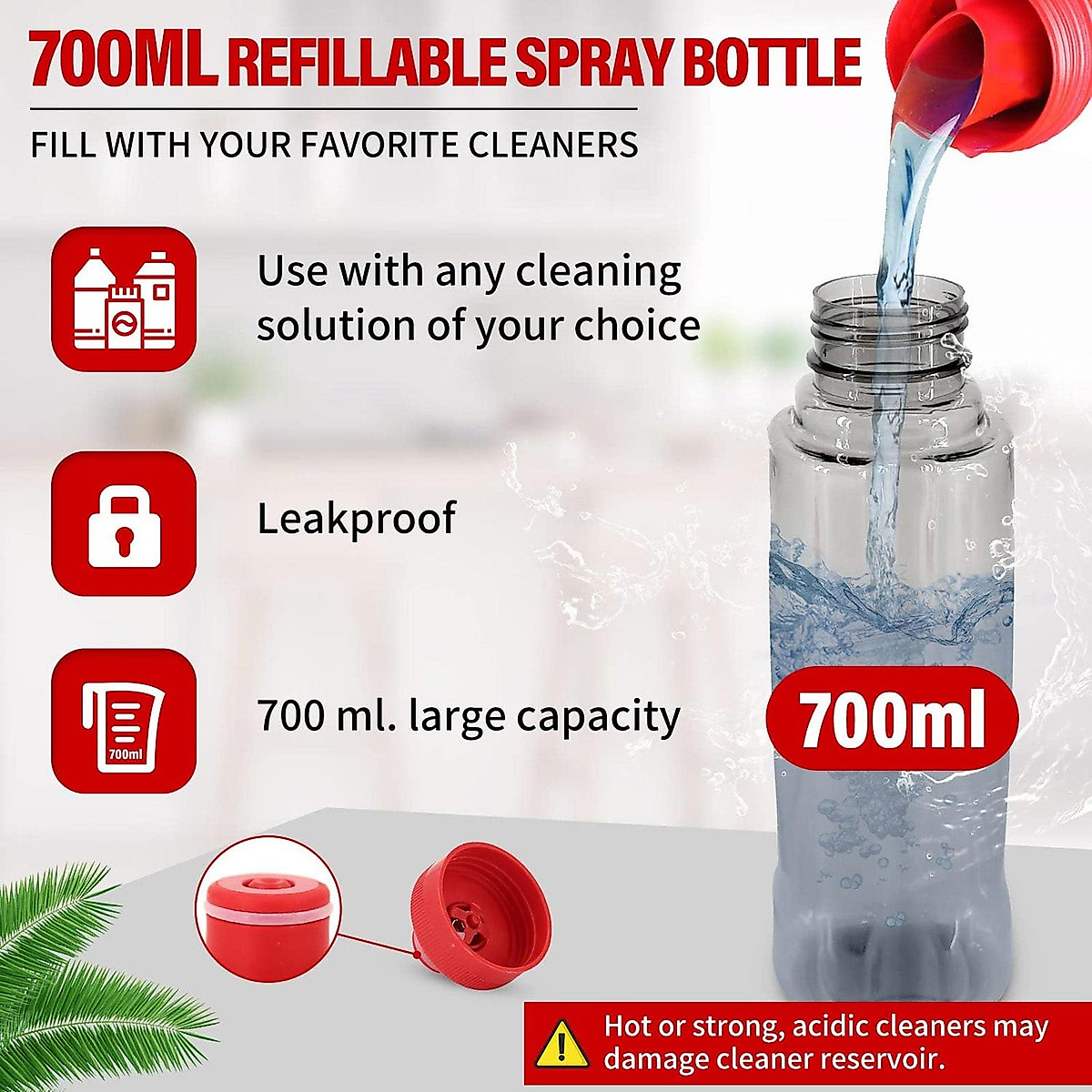 Spray Mops for Floor Cleaning, Microfiber Spray Cleaning Mop Kit with 3 Reusable Washable Pads 700ML Refillable Bottle and Scrubber Flat Mop with 360 Degree Swivel Head for Hardwood Laminate (Red)