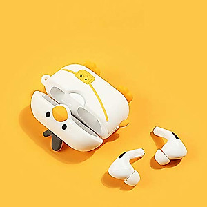 Compatible for AirPods Case Pro White Bag Duck ，Kids Teens Girls Boys Women Protective Silicone Skin for AirPod Case Cute Duck, Funny Kawaii Fashion Cartoon 3D Cover for AirPods Pro with Keychain