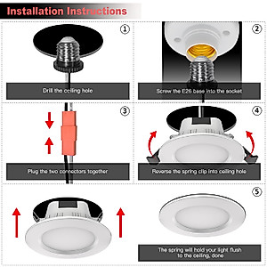 MagicLight Smart Retrofit 3 Inch 5 Watts E26 LED Recessed Down Light, Dimmable, RGBCW Color Changing Bluetooth Smart LED Downlight Trims, 10 Pack