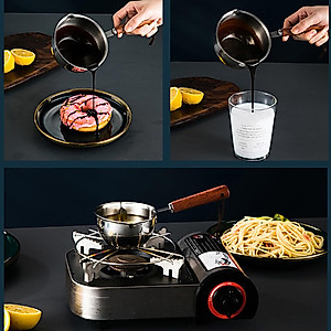 2 PCS Mini Butter Melting Pot, 150ML Stainless Steel Milk Warmer with Wooden Handle, Melting Pot Universal for Melting Chocolate, Butter, Cheese, Caramel and Candy