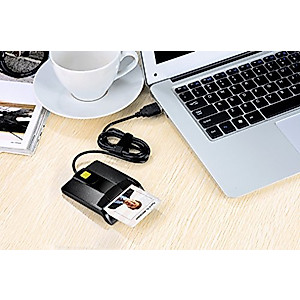 Saicoo DOD Military USB Common Access CAC Smart Card Reader, Compatible with Mac OS, Win (Horizontal Version)