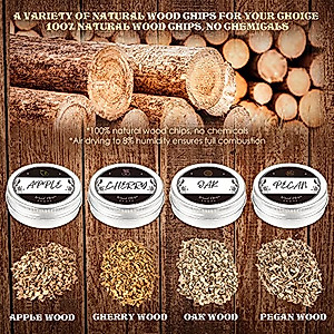 Cocktail Whiskey Drink Smoker Kit – 4 Flavors Wood Chips, Old Fashioned Chimney Drink Smoker Set for Infuse Bourbon, Cocktails, Whiskey, Wine, Meat, Cheese, Ideal Gifts for Men, Husband, Dad, Christmas