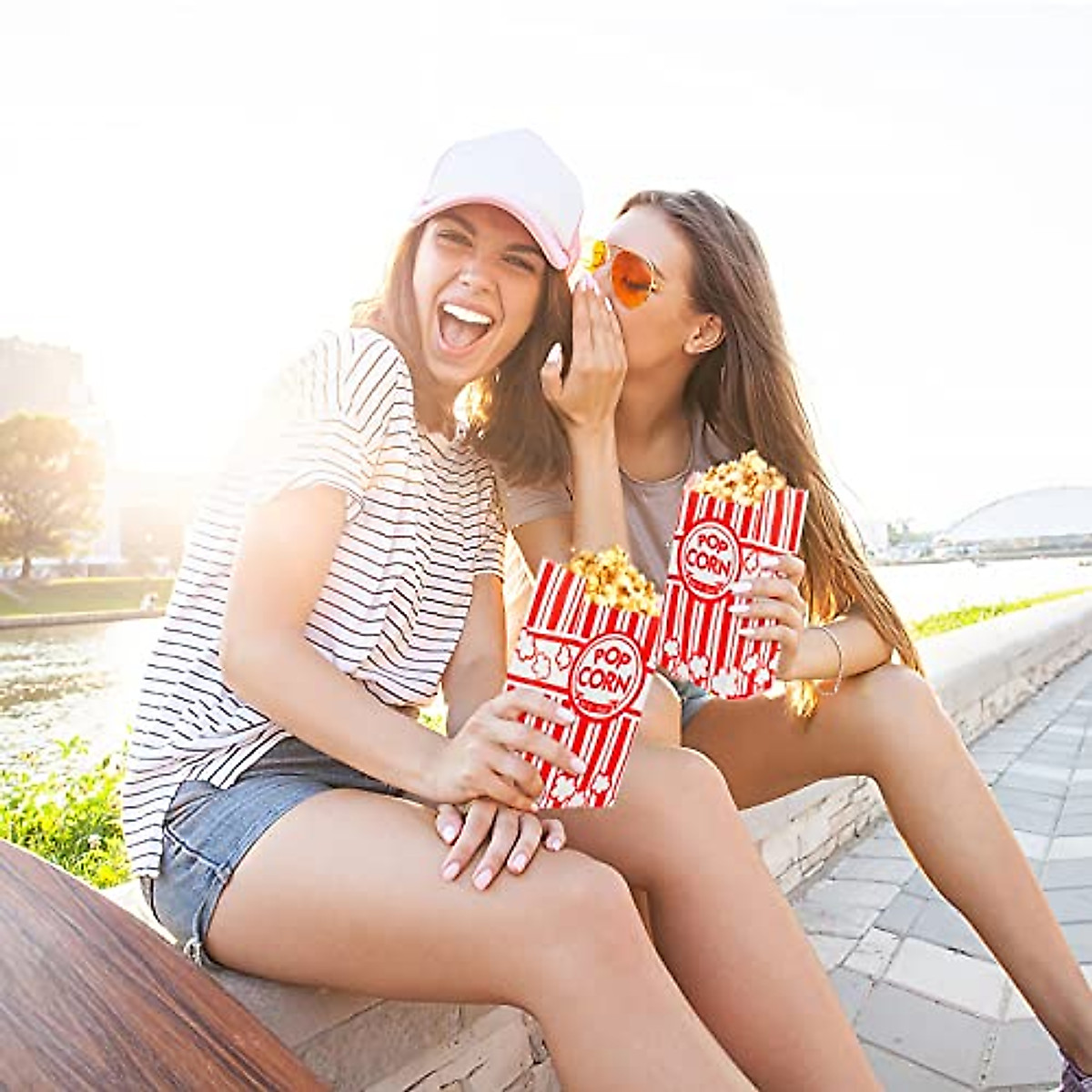 SUPWISER 500 Pcs Popcorn Bags, 1 Oz Movie Night Paper Popcorn Bags Bulk Individual Servings for Popcorn Machine Kitchen Party Movie Theater, Carnival Party, Decorations Supplies (500)