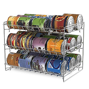 Lavish Classic Cuisine 3 Tier Dispenser-Organizer Rack Holds up to 27 Cans-for Kitchen Pantry, Countertops, and Cabinets-Storage Accessories (Chrome)