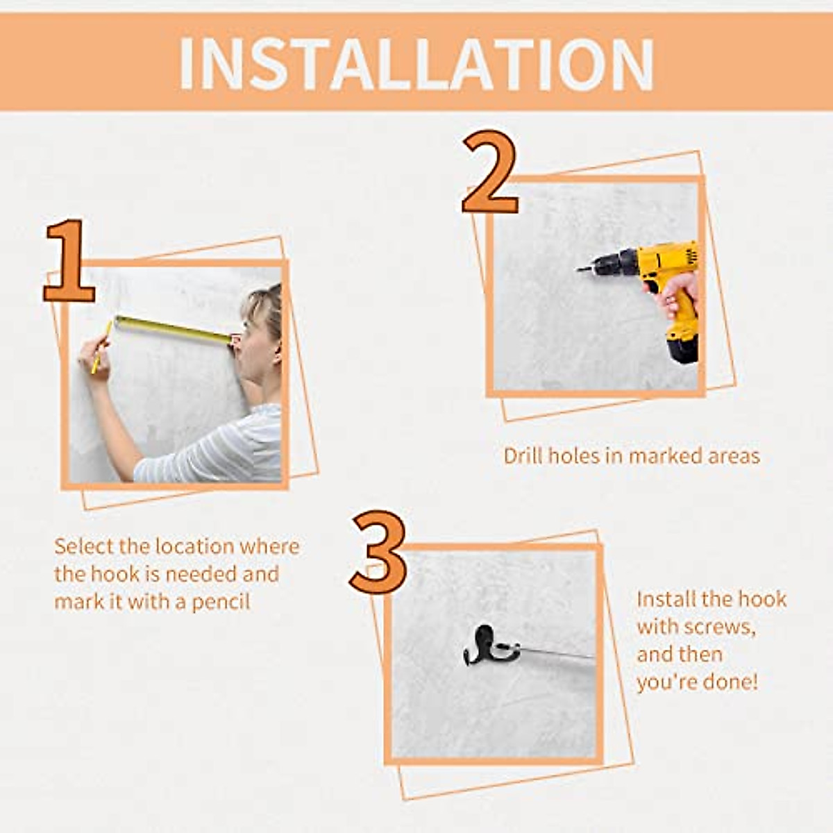 Waziaqoc 20PCS Farmhouse Wall Mounted Coat Hooks, Decorative Heavy Duty Double-Hook Wall Hooks with Screws for Coats Bags Hats Towels - Black