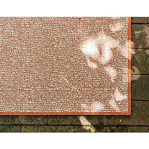 Unique Loom Outdoor Botanical Collection Area Rug - Allover (5' 3" x 8' Rectangle, Terracotta/ Beige)
