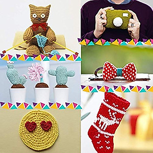 Inscraft 52 Acrylic Yarn Skeins, 1820 Yards 52 Colors, 2 Crochet Hooks, 2 Weaving Needles, 10 Stitch Markers, 1 Bag, for Crocheting & Knitting, Gift Beginners and Adults