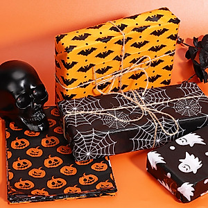 30 Sheets Halloween Packaging Tissue Papers, 5 Styles Tissue Paper Wrapping Tissue Paper Gift Wrapping Paper for Halloween Party Gift Decorations