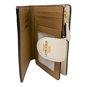 COACH Signature Medium Corner Zip Wallet in Coated Canvas Khaki Chalk