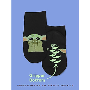 Disney Star Wars The Mandalorian Baby Yoda Toddler Kids 6 Pack Gripper Socks (Small, Grey)