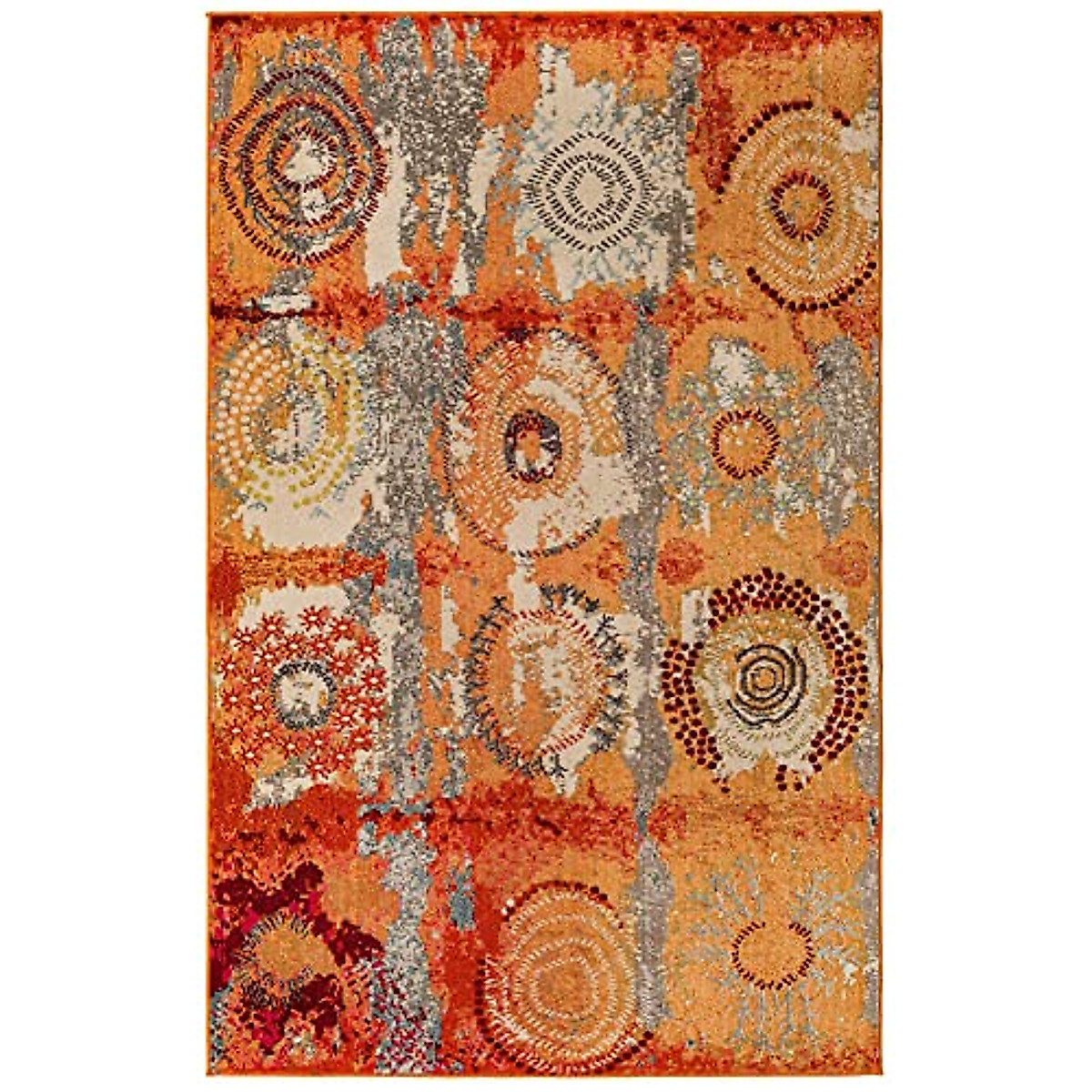 Unique Loom Estrella Collection Modern, Abstract, Light Colors, Distressed Area Rug, 5 ft x 8 ft, Orange/Beige