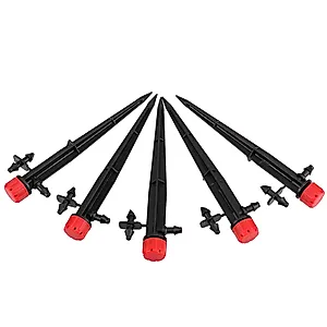 KOHAND 200 Packs 1/4 Drip Irrigation Emitters, 360 Degree Adjustable Irrigation Drippers for Tube Drip Spray Emitters for Garden, Patio, Lawn, Flower Bed