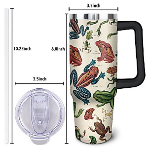 Puhnhsv 30 oz Insulated Stainless Frog Tumbler with Handle and Straw, 30oz Coffee Travel Mugs Cup Water Bottle Frog Lovers Gifts for Women Girls
