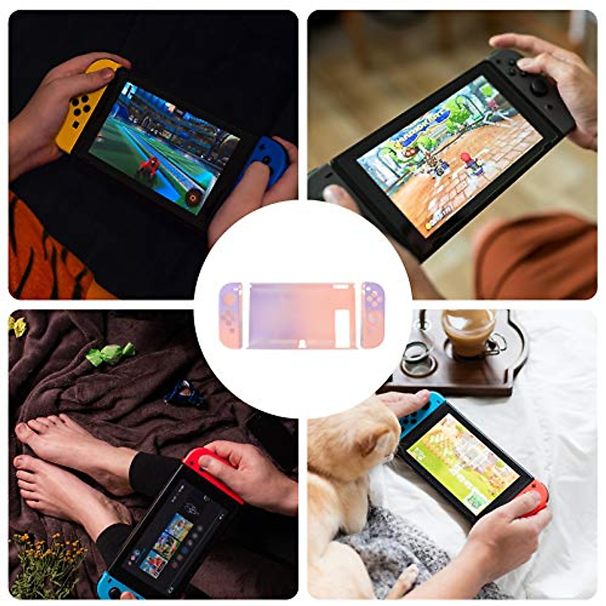 ibasenice Case Cover Compatible for Switch Game Shell Handheld Grip Controller Back Plate Replacement