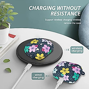 Cute Flower Case Compatible for AirPods 3 (2021) Cover with Keychain Floral Design Skin Soft Silicone Shockproof Protective Case for Airpods 3rd Generation Women Girls-Flower Blue