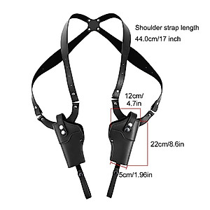 Dual Shoulder Holster, PU Leather Gun Holster Adjustable Concealment Holster for Men Women(Include Spare Screws) Black