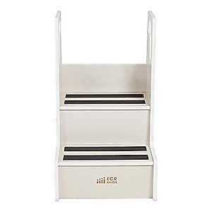 ECR4Kids Reach-Up Step Stool with Handles, Children's Furniture, White Wash