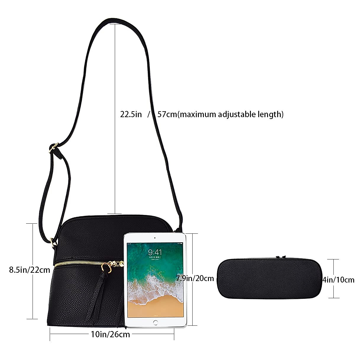 LA DEARCHUU Leather Crossbody Bag for Women Crossbody Purse, Messenger Crossbody with Buckle, Crossbody Handbag Shoulder Bags, Black