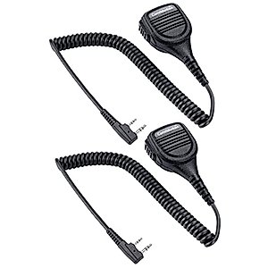 2 Pack Heavy Speaker Mic w/Reinforced Cable for Baofeng Radios BF-F8HP BF-F9 UV-82 UV-82HP UV-82C UV-5R UV-5R5 UV-5RA UV-5RE UV-5X3 V2+ BTECH Retevis Radioddity TYT Kenwood Radios, Shoulder Microphone