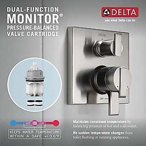 DELTA FAUCET T27876-BLLHP 17 Series Integrated Three Function Less Handle Shower Trim with Diverter, Matte Black