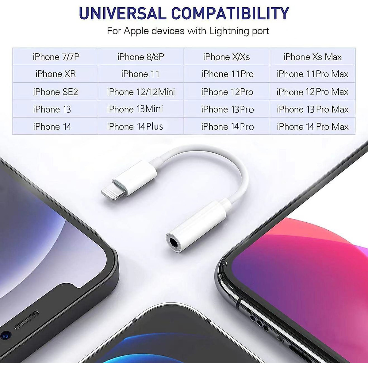 [Apple MFi Certified]3 Pack iPhone Headphone Adapter,Lightning to 3.5 mm Headphone/Earphones Dongle Jack Adapter Audio Aux Cable Converter Compatible with iPhone14 13 12 11 XS XR X 8 7 Support All iOS